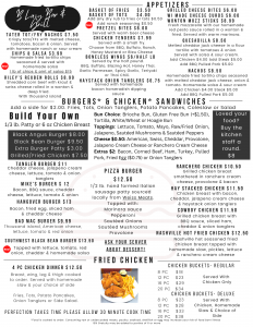 Menu – B-lazy Bar & Grill